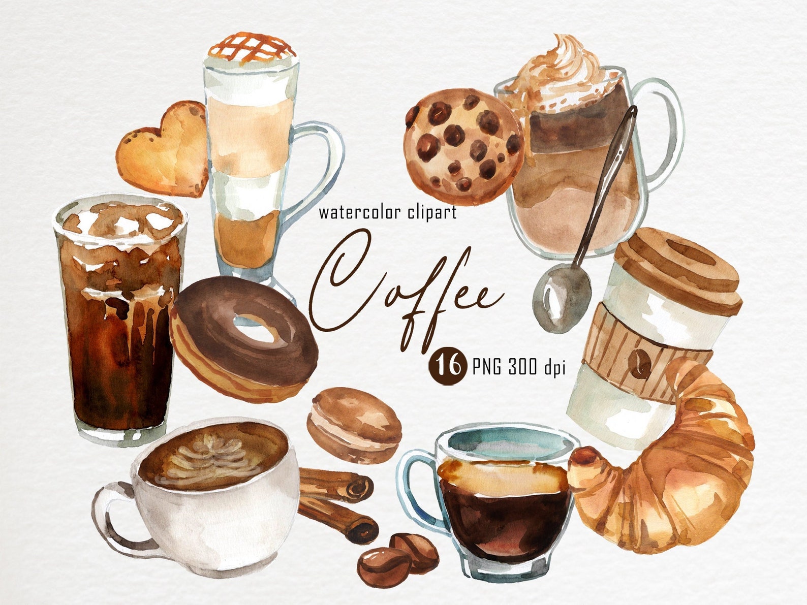 Watercolor Coffee Clipart, Coffee Time Illustration, Coffee Drink ...