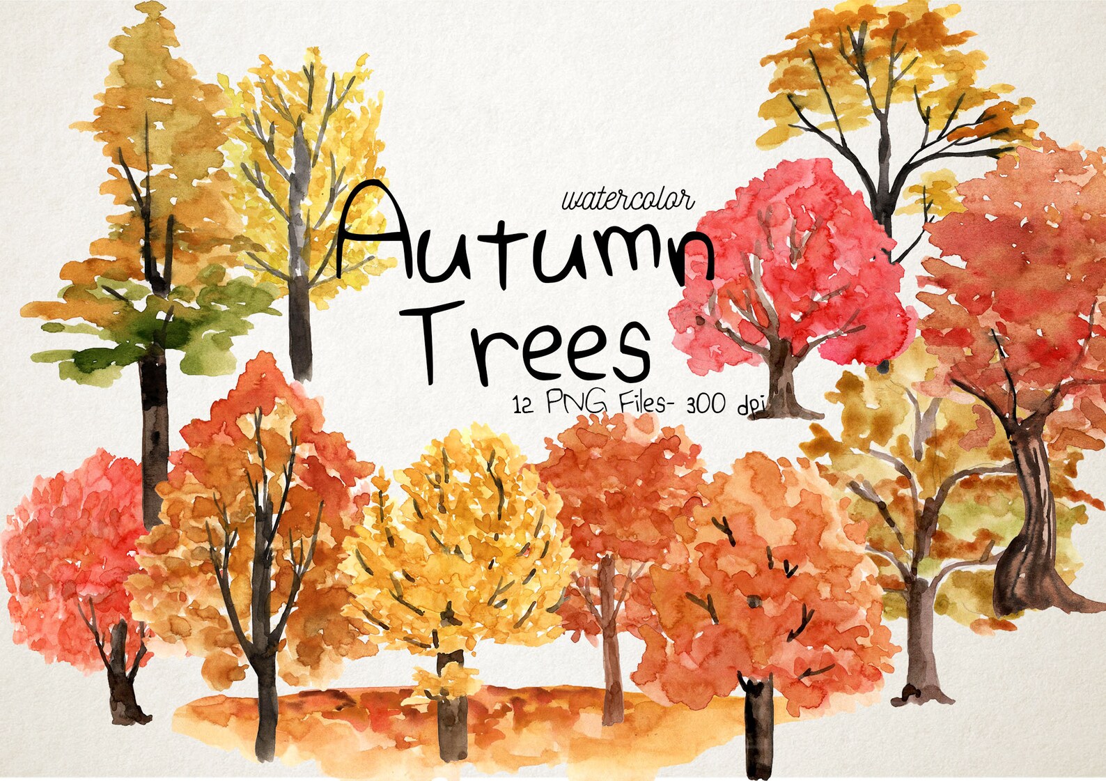 Autumn Trees Clipart Watercolor Tree Tree Clipart Fall Tree | Etsy