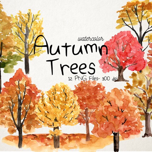 Autumn Trees Clipart Watercolor Tree Tree Clipart Fall Tree | Etsy