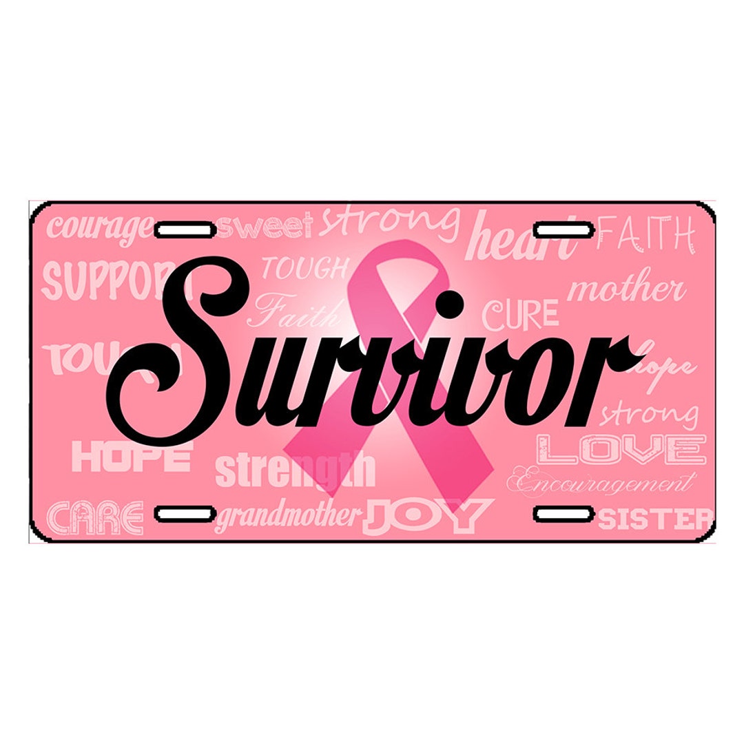 Survivor - Pink Ribbon Breast Cancer Awareness License Plate - Etsy