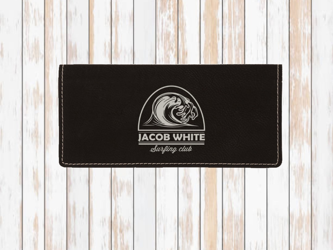 Black\silver Leather Checkbook Cover, Custom Faux Vegan, Personalized ...
