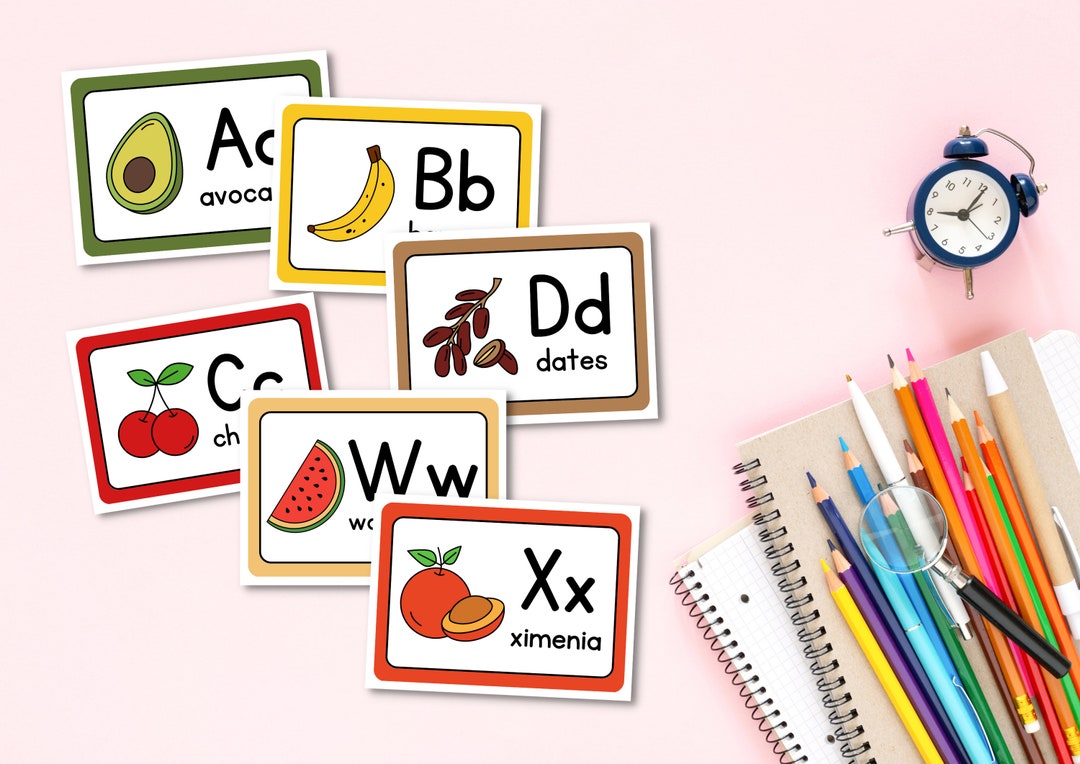 PRINTABLE Fruit Alphabet Flashcards for Instant Download Preschool ...