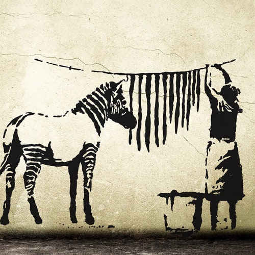 Banksy Zebra Stripes Laundry Washing Wall Art Sticker Decal - Etsy