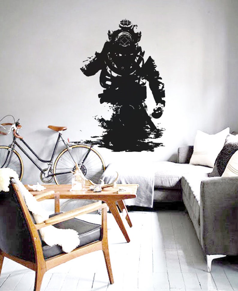 Deep Sea Diver Wall Art Decal, Banksy Style Scuba Diver Street Art ...