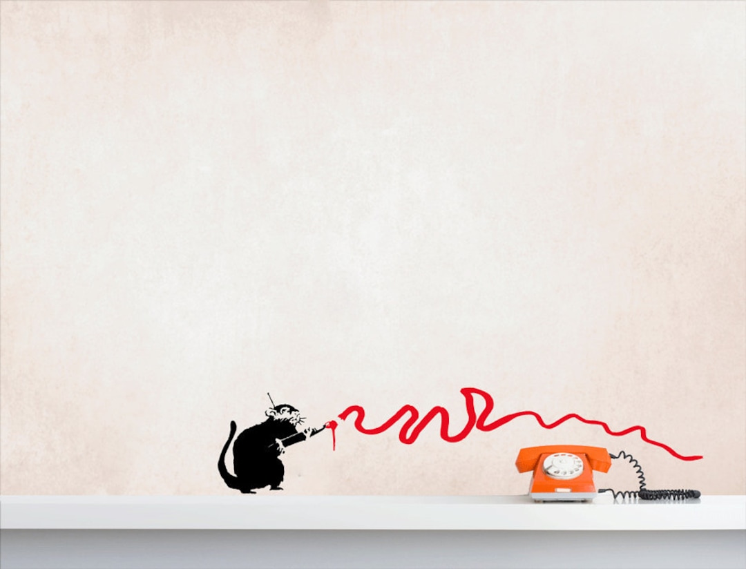 Wall Decal BANKSY PAINTING RAT, Graffiti Rat Wall Sticker, Stencil Wall ...