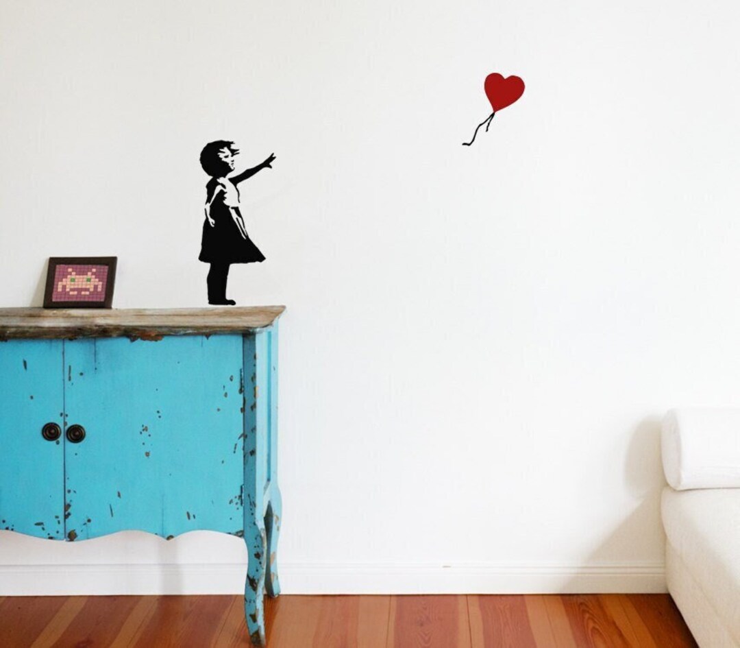 Banksy Wall Decal BALLOON GIRL With Heart Balloon, Banksy Stencil ...