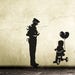 Wall Decal BANKSY TRICYCLE COP, Police Guard and Ballon Girl, Street ...