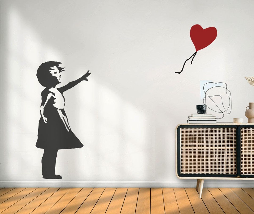 Banksy Wall Decal Balloon Girl With Heart Balloon, Banksy Stencil ...
