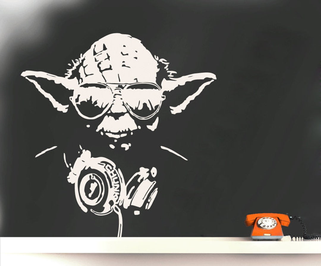 Wall Decal DJ YODA, DJ Street Art Wall Sticker Banksy Style, Yoda ...