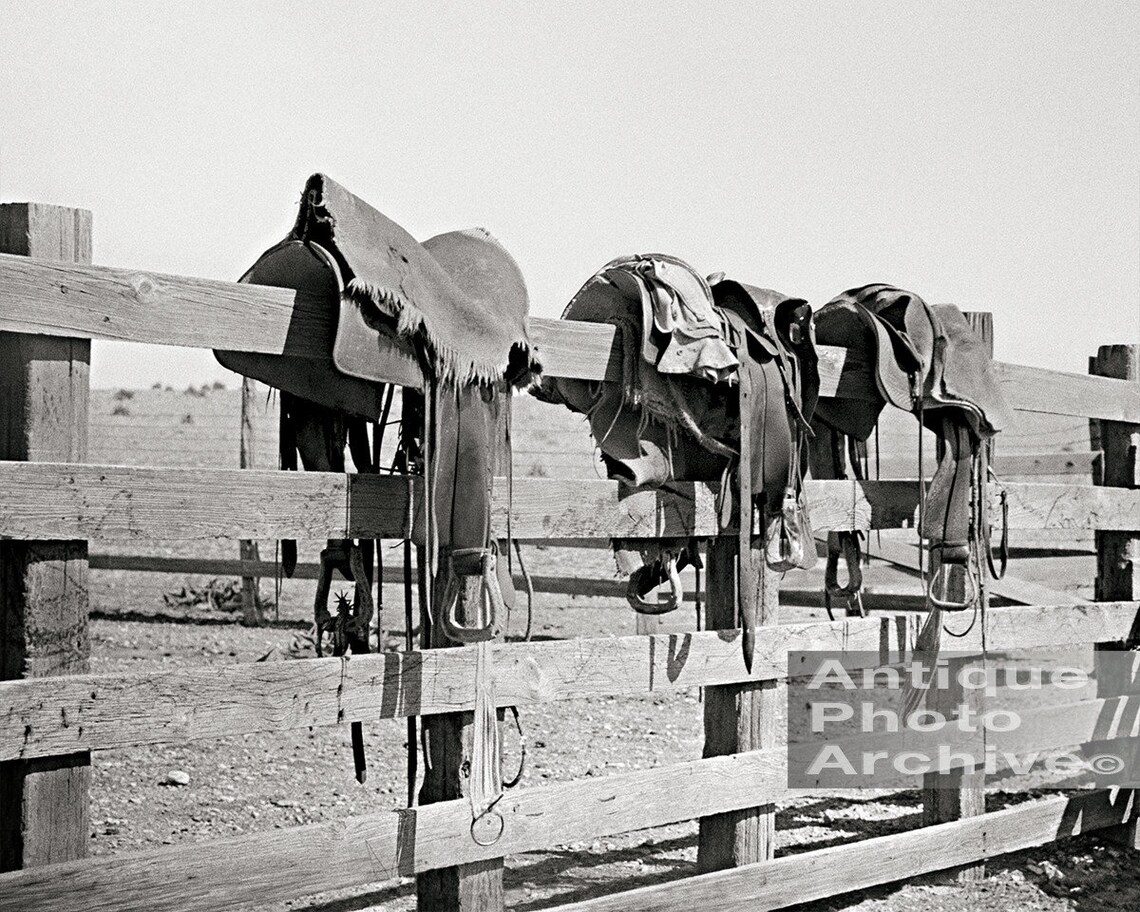 Leather Saddles Western Decor Rustic Farmouse Wall Art Vintage Photo ...