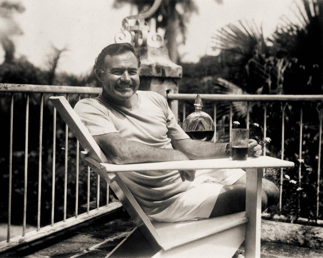 Ernest Hemingway Photo Print Poster Drinking in Cuba Writer Gift Famous ...