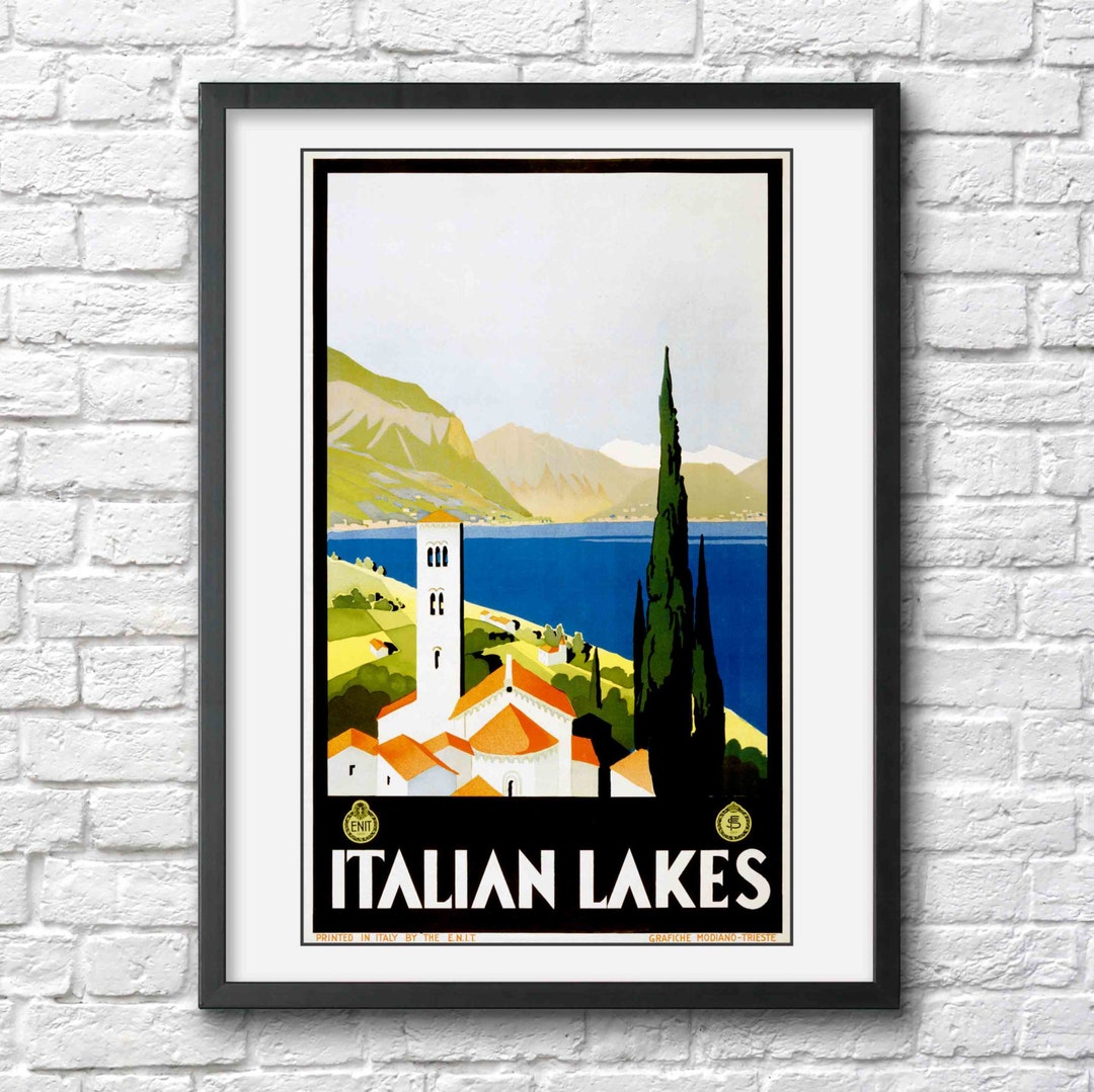 Italy Vintage Travel Poster Italian Lakes Print Antique Tourism Retro ...