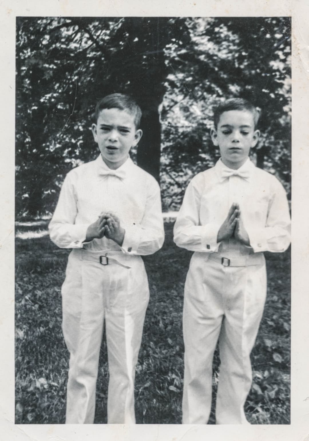 Weird Creepy Strange Vintage Photo Print Twin Brothers Boys Praying ...