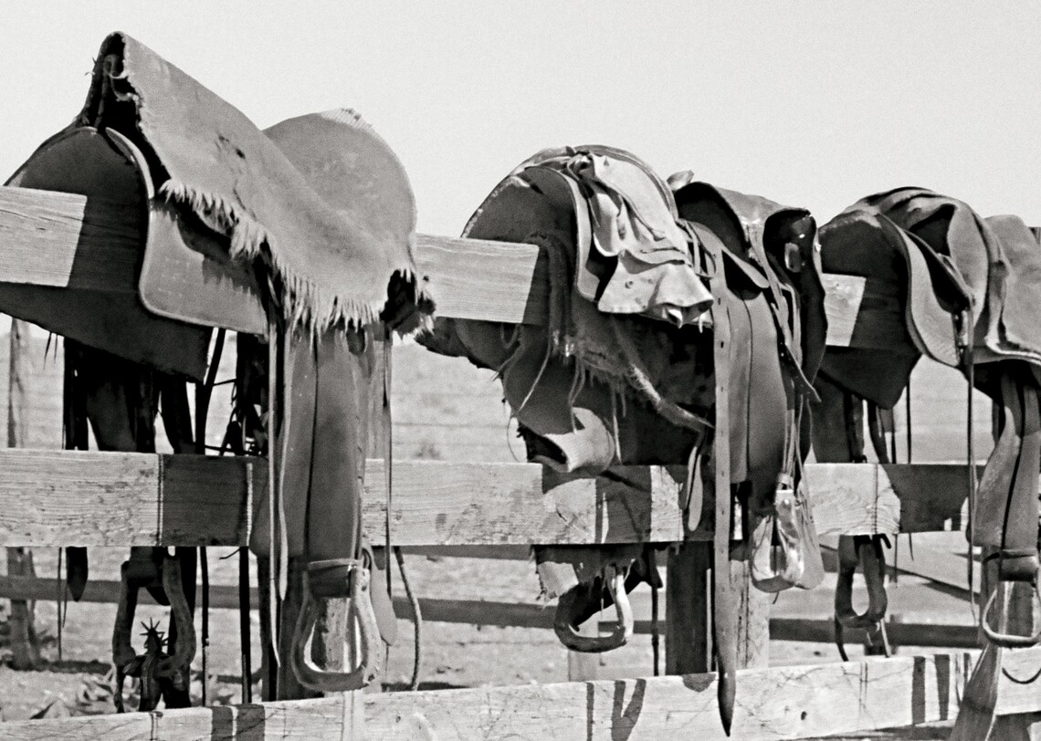 Leather Saddles Western Decor Rustic Farmouse Wall Art Vintage Photo ...
