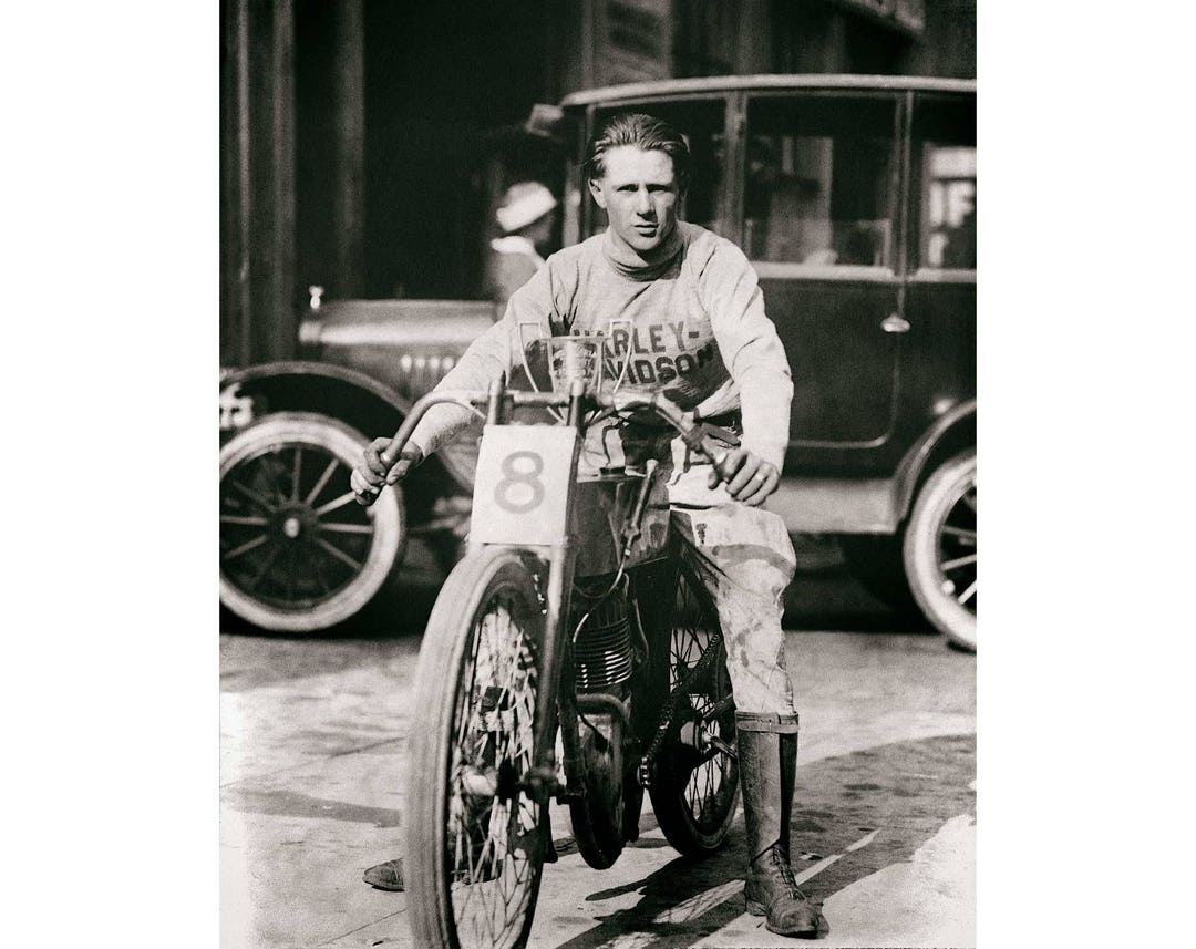 Vintage Photo Motorcycle Print Poster Gift Biker Racer Albert Shrimp ...