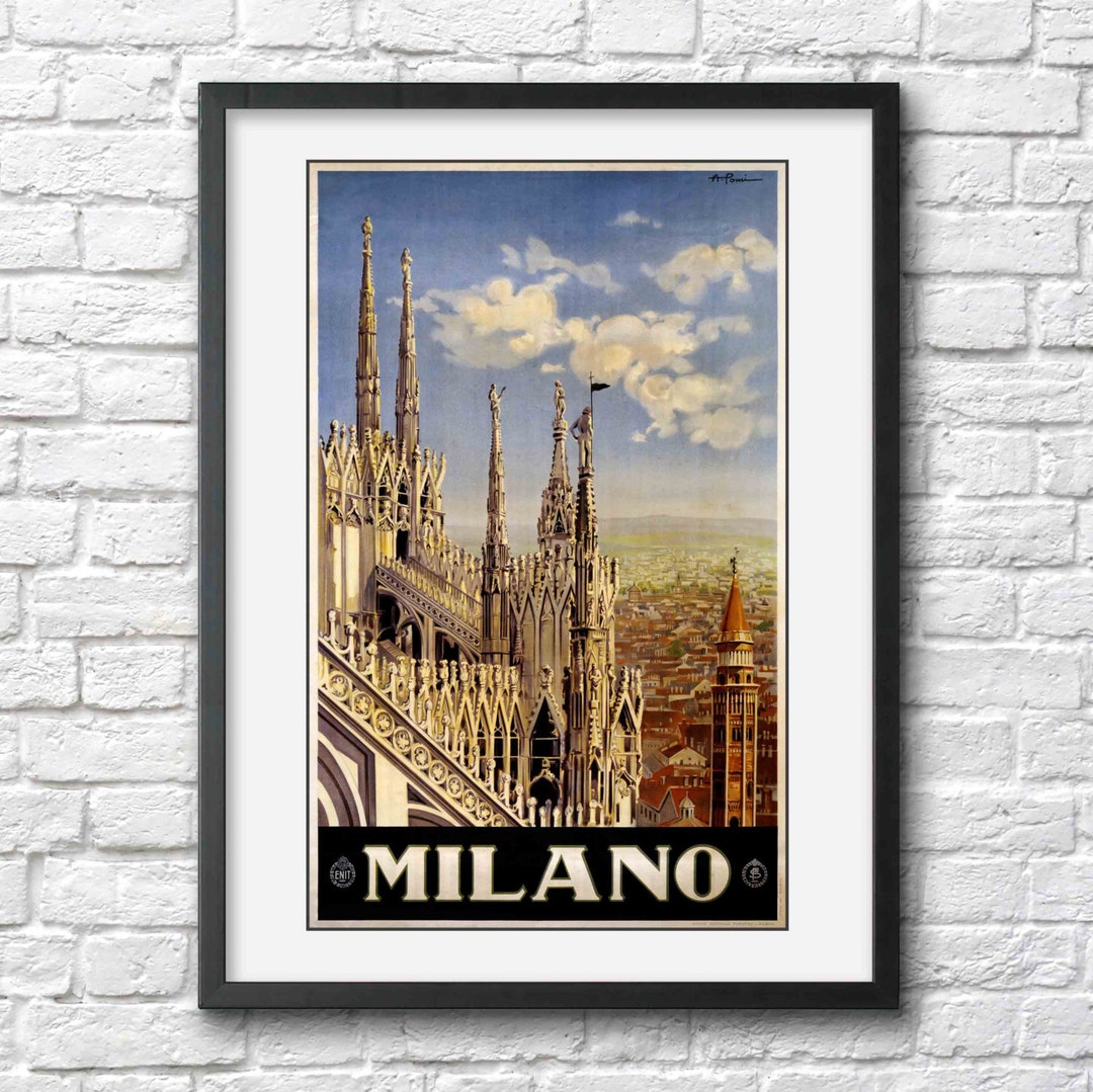 Milan Italy Vintage Travel Poster Print Tourism Art Retro Ad ...