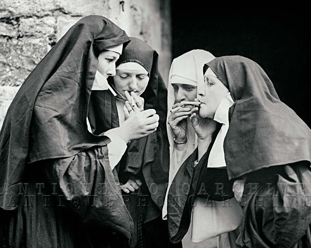 Smoking Nuns Photo Print, Vintage Funny Wall Art - Etsy