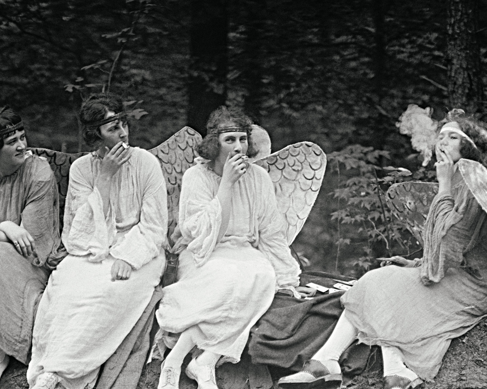 Vintage Photo Print Smoking Angels Women Weird Photograph Gift ...