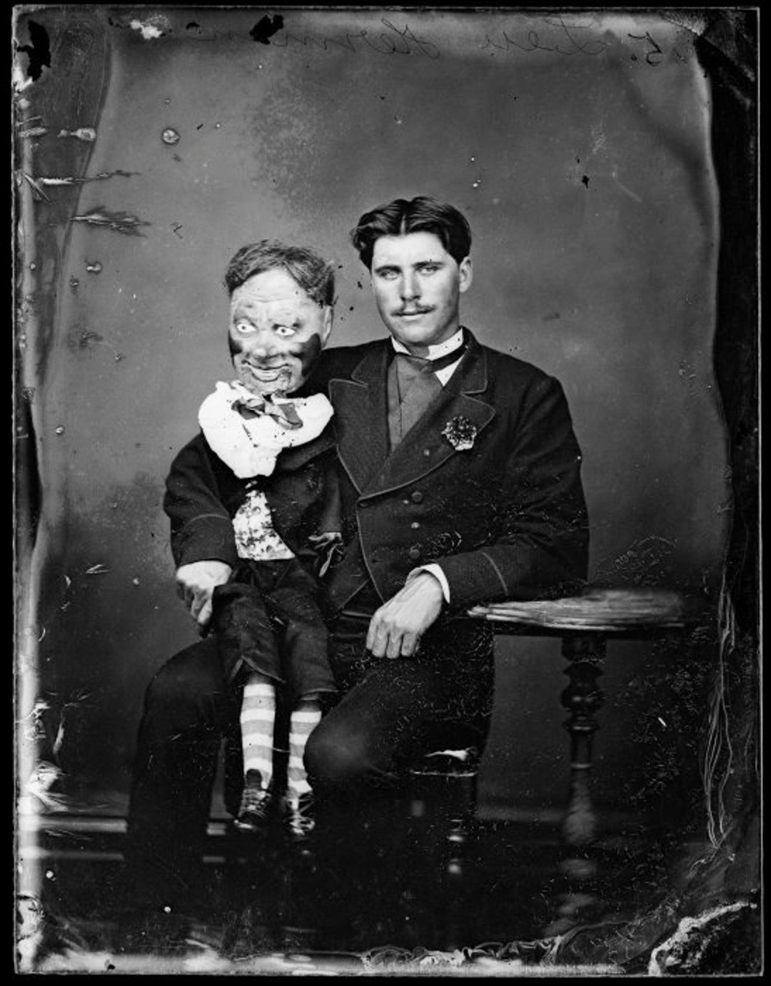 Vintage Ventriloquist & Dummy Creepy Wall Art Print Weird Strange Black ...