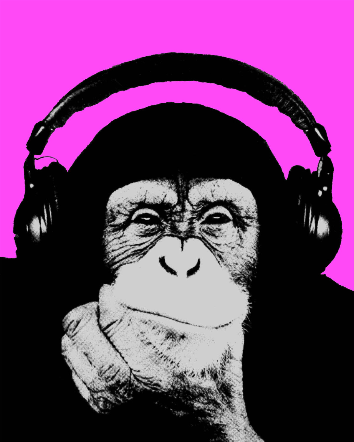 Monkey Art Print Pop Art Poster Chimp Chimpanzee Headphones | Etsy