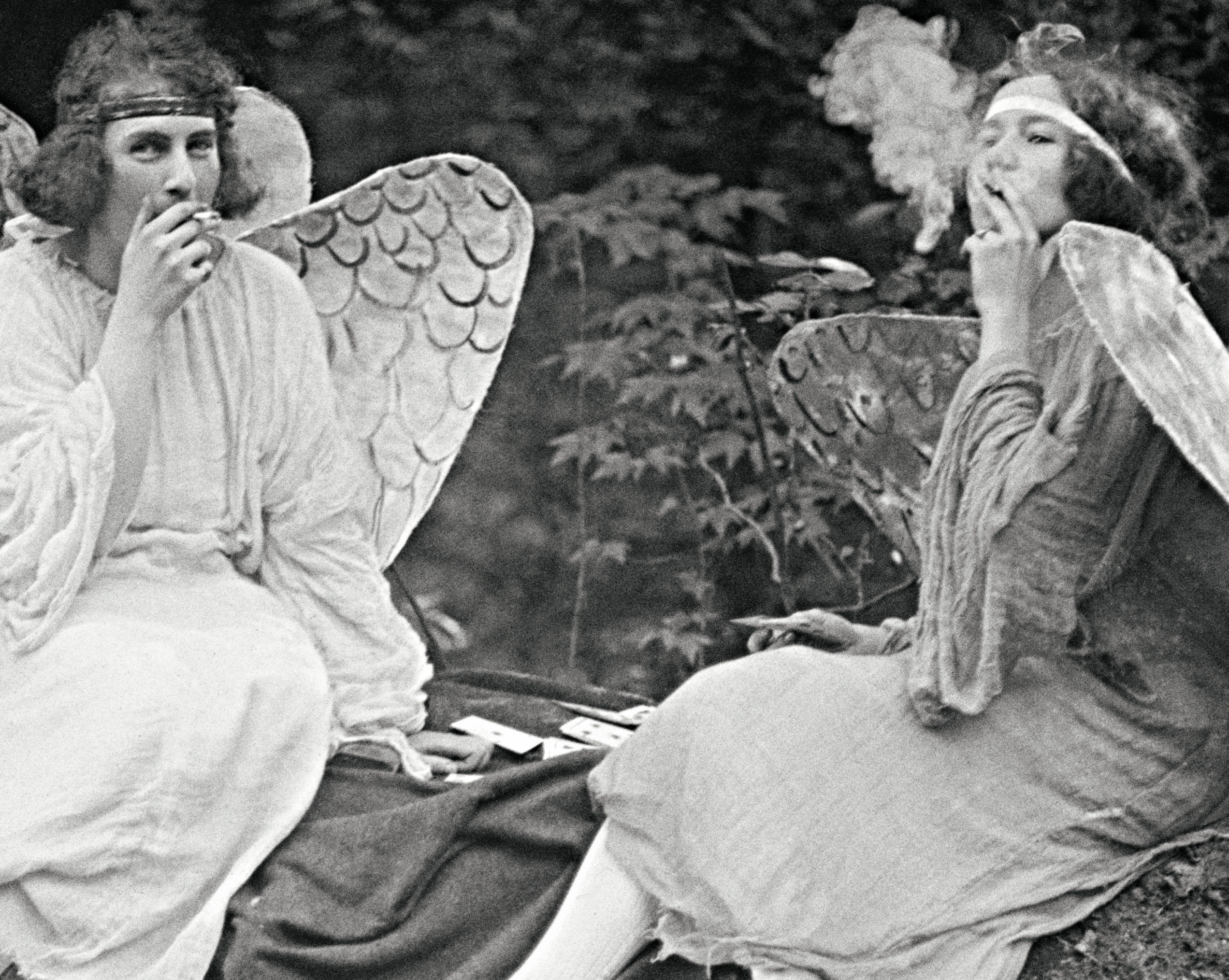 Vintage Photo Print Smoking Angels Women Weird Photograph Gift ...