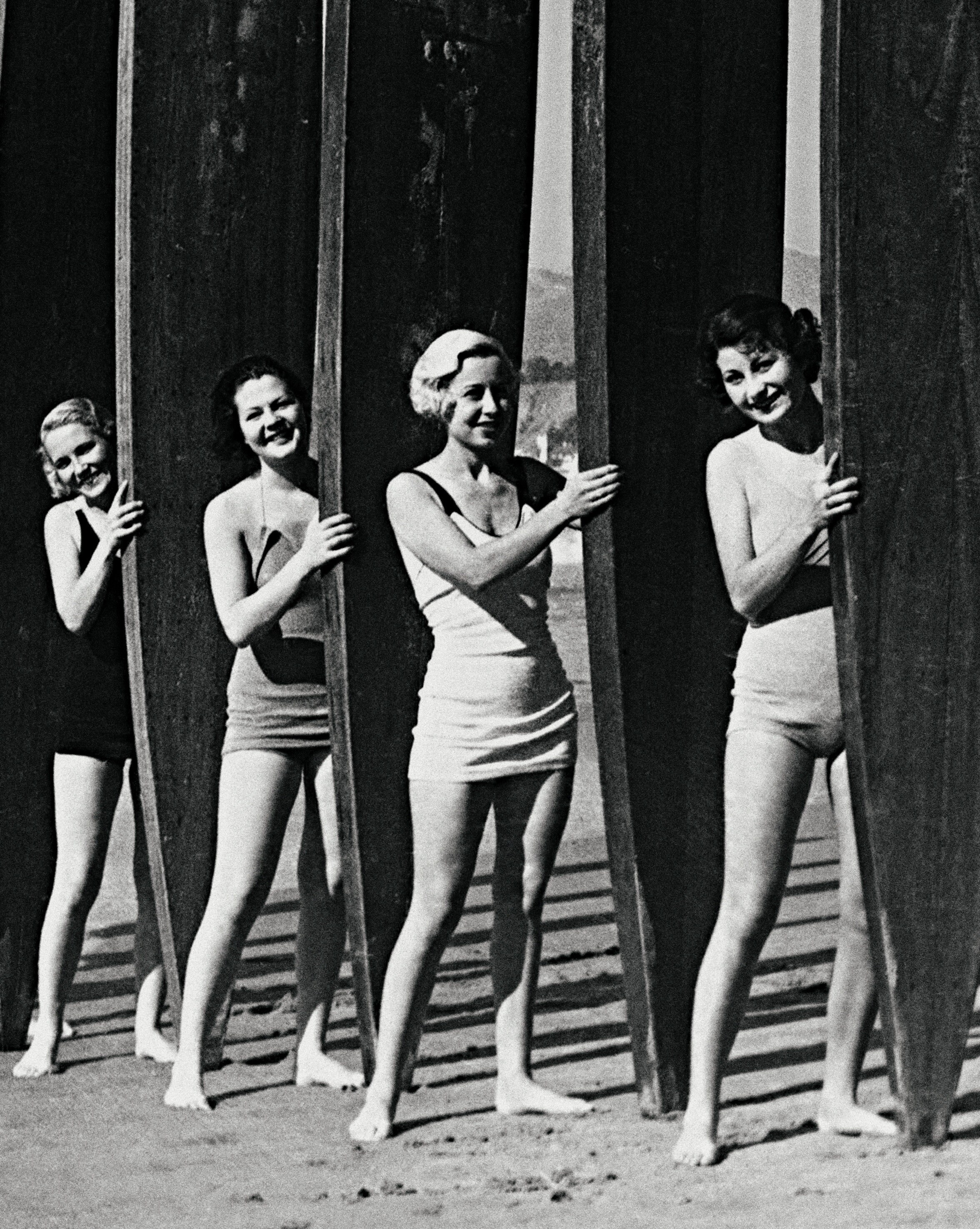 Vintage Surfing Photo Print Girls On Beach With Longboards Etsy