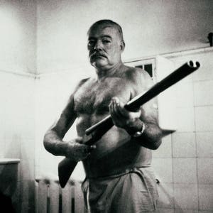 Ernest Hemingway Photo Print Poster Gun Rifle Vintage Antique ...