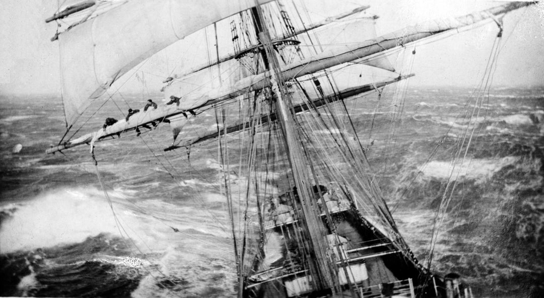 Vintage Photo Sailboat Sailors Sea Storm Sailing Sail Boat Ocean Mast ...