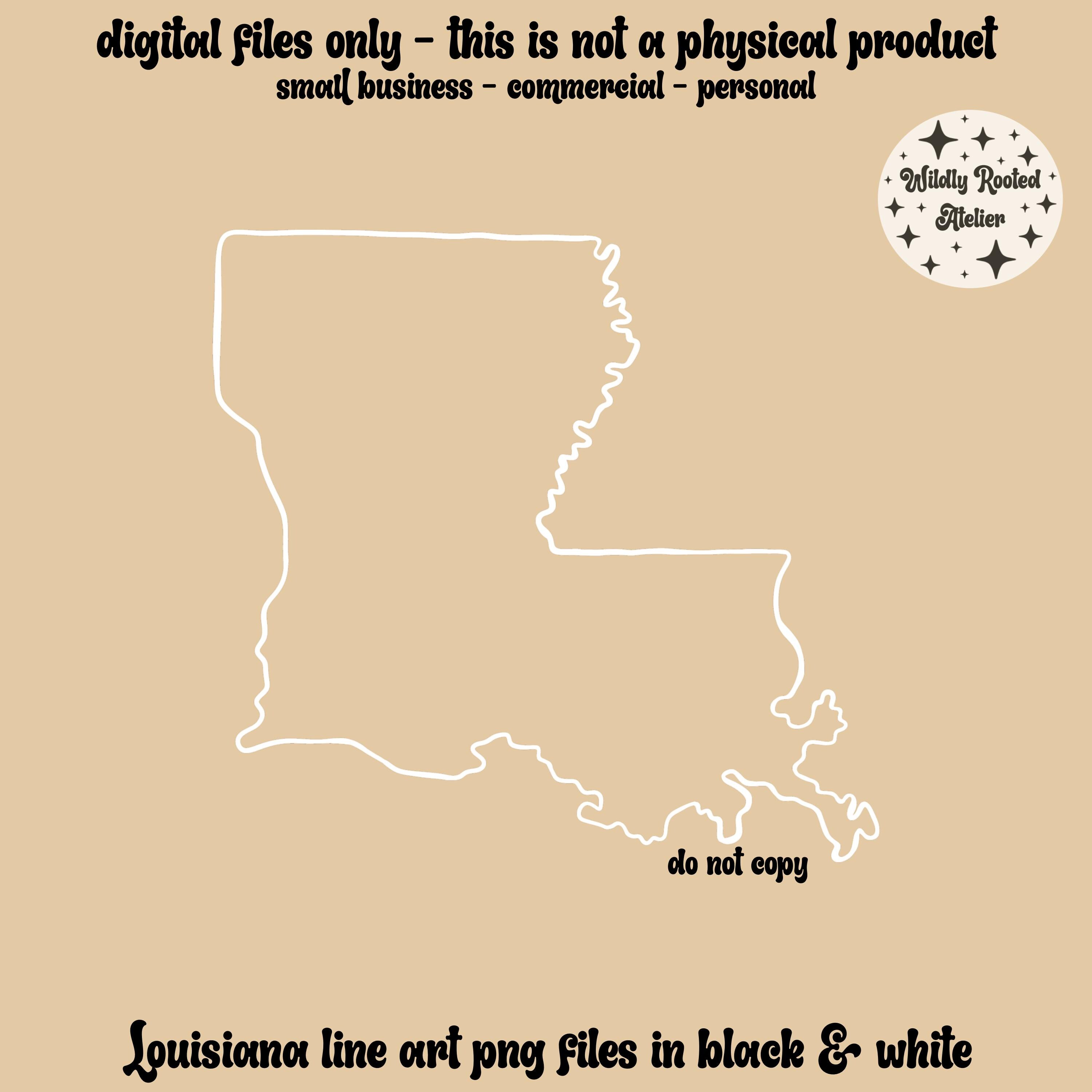 Louisiana Line Art Map Outline Cajun Inspired PNG Files in Black ...