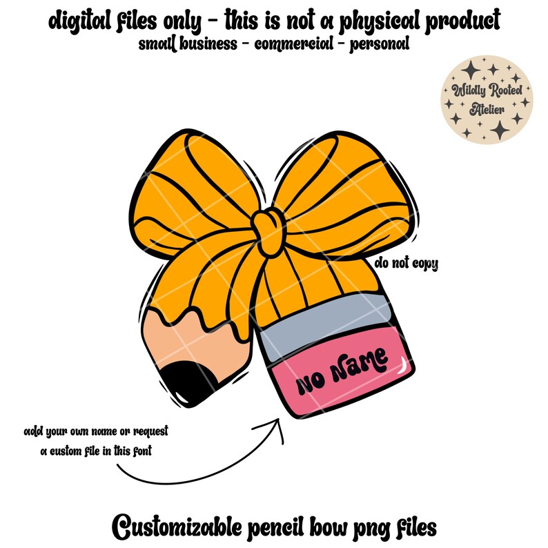 Customizable Pencil Bow PNG File - Etsy