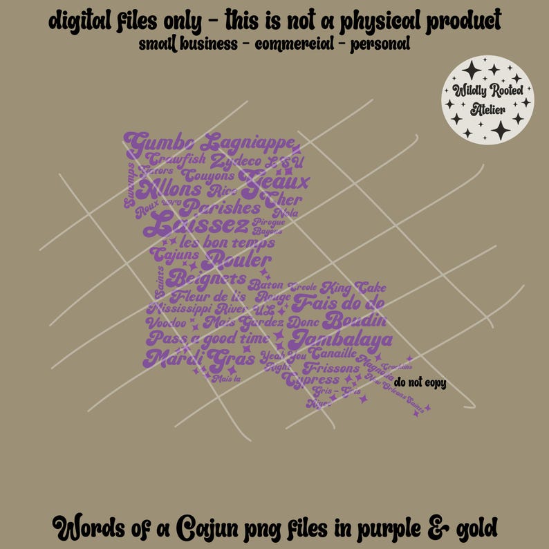 Cajun Louisiana Map PNG Files - Mardi Gras, LSU (digital Download ...
