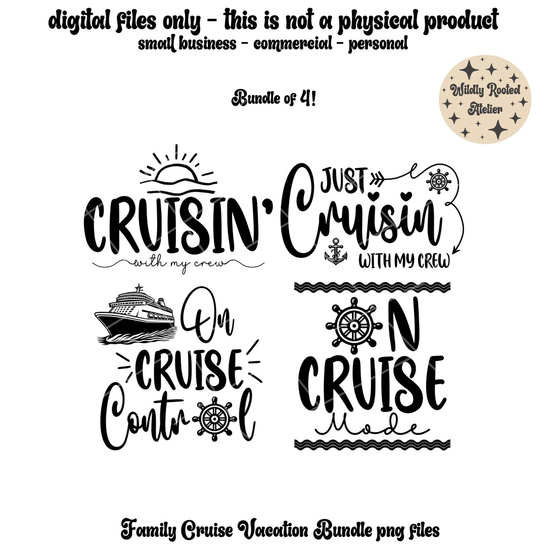 Family Cruise Crew Vacation Bundle PNG Files in Black - Etsy