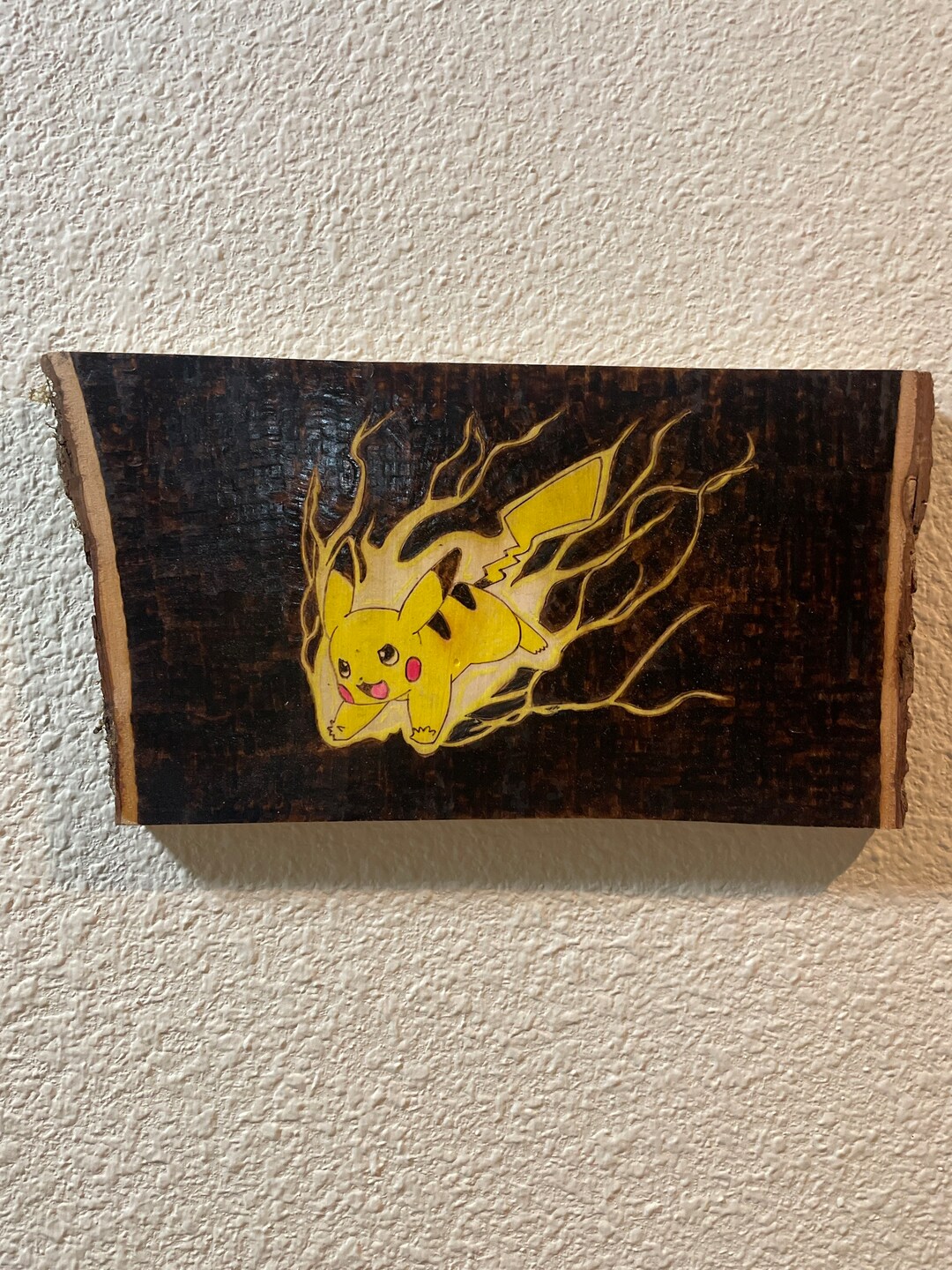 Pikachu Hand Burned Wood Art Decor - Etsy
