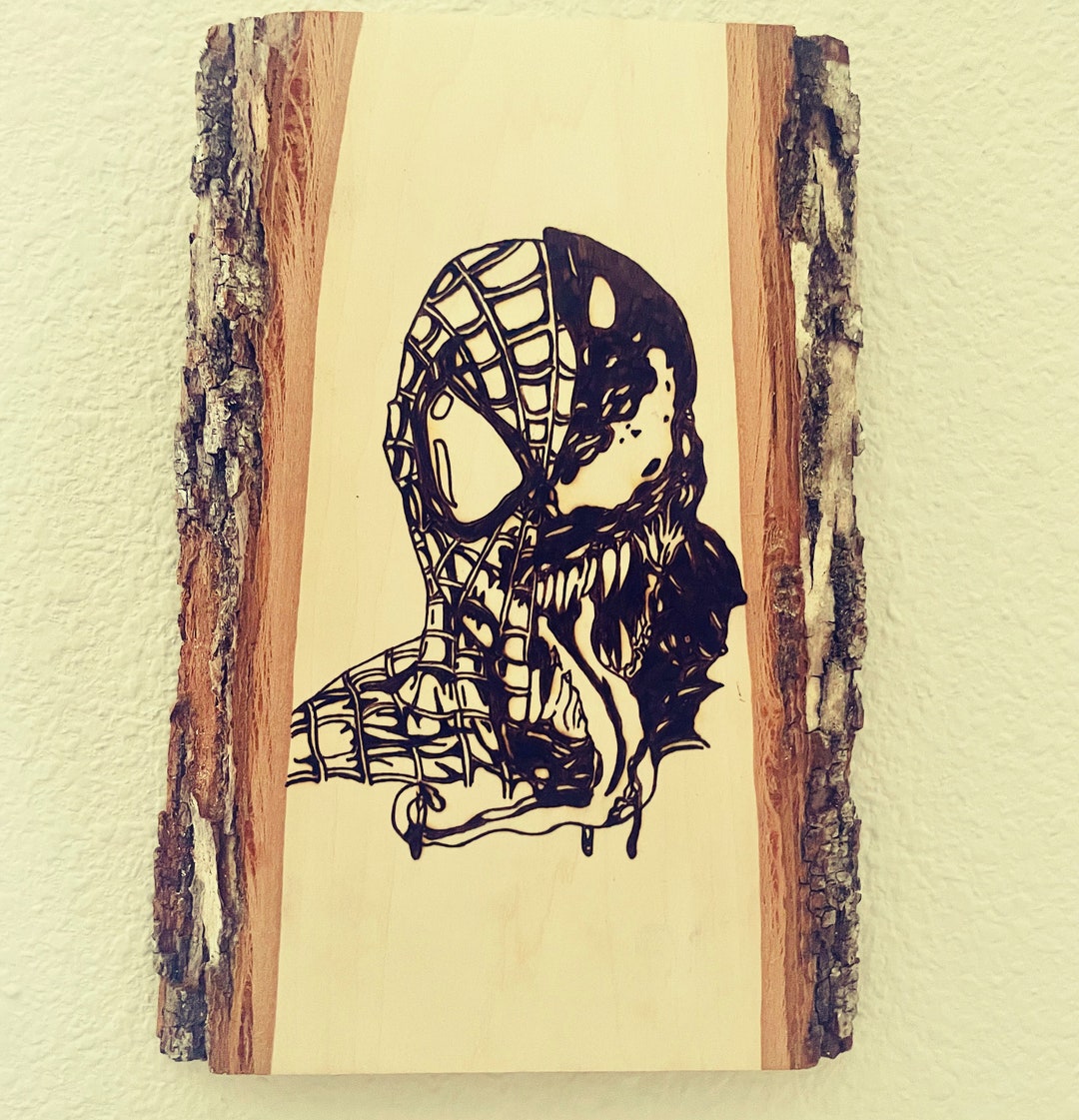 Spider-man Venom Hand Burned Wood Art Decor - Etsy