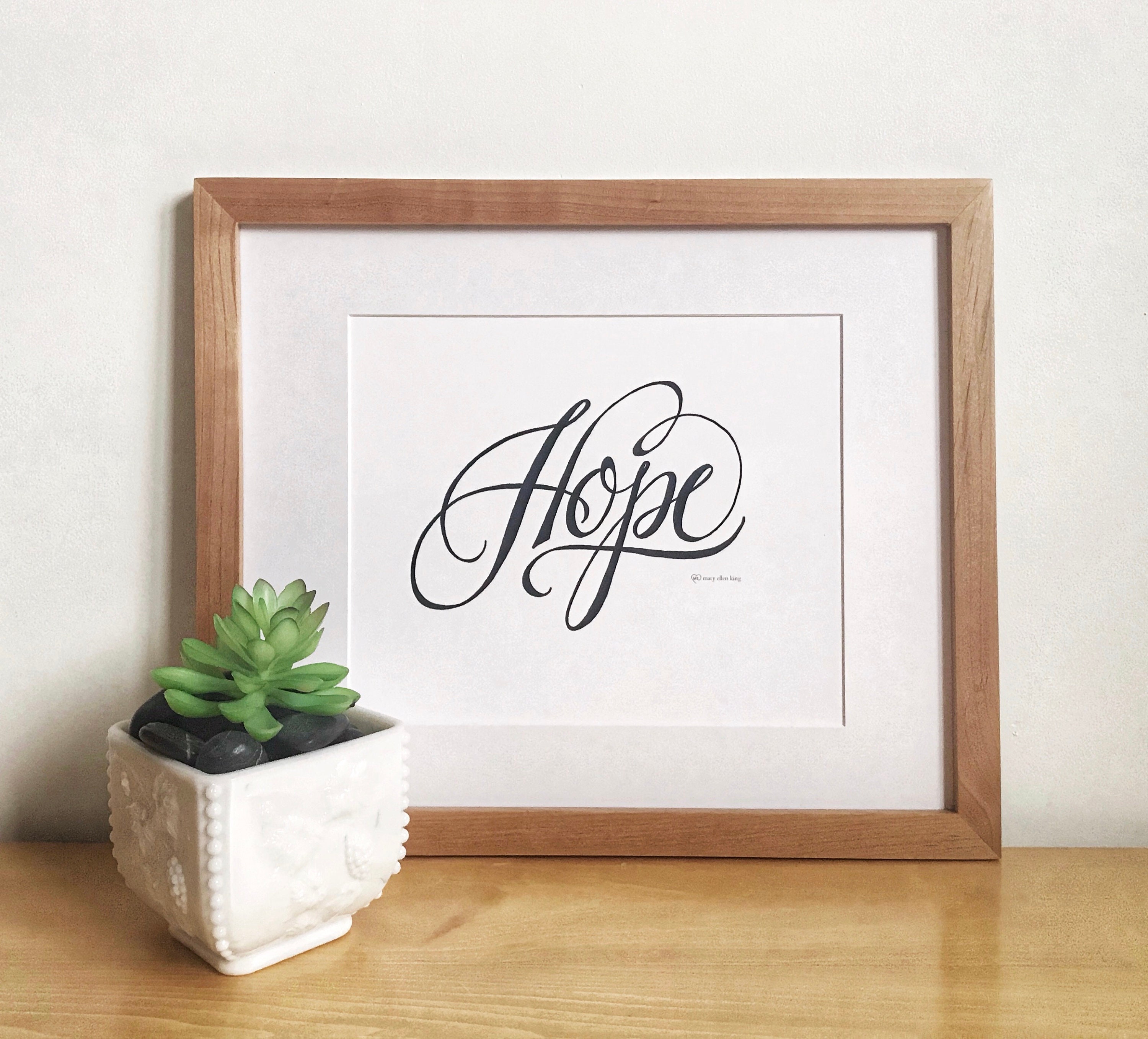 Hand-lettered "hope" Print - 8 X 10 - Etsy