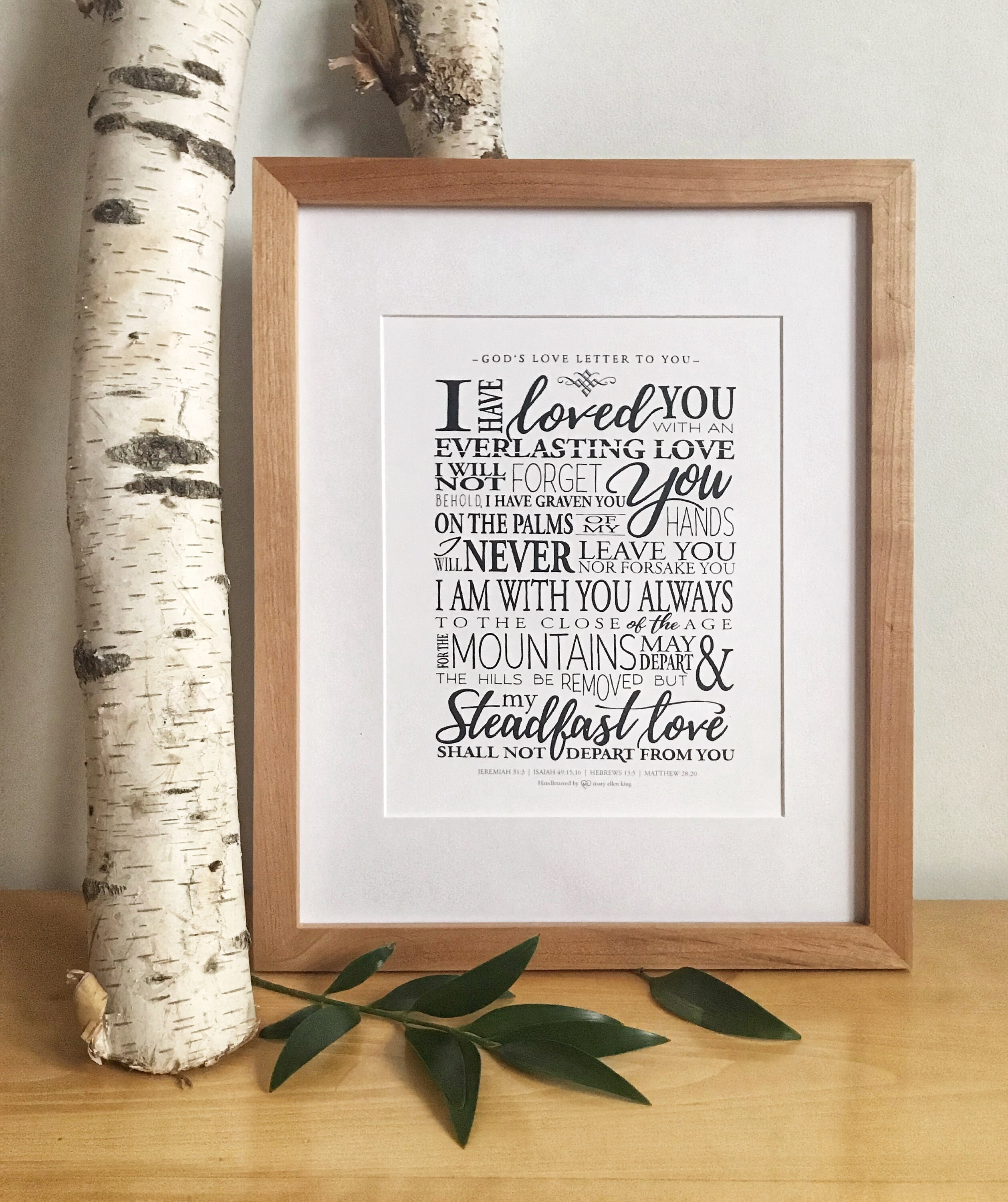 Hand-lettered god's Love Letter to You Print Jeremiah 31 Isaiah 49 ...