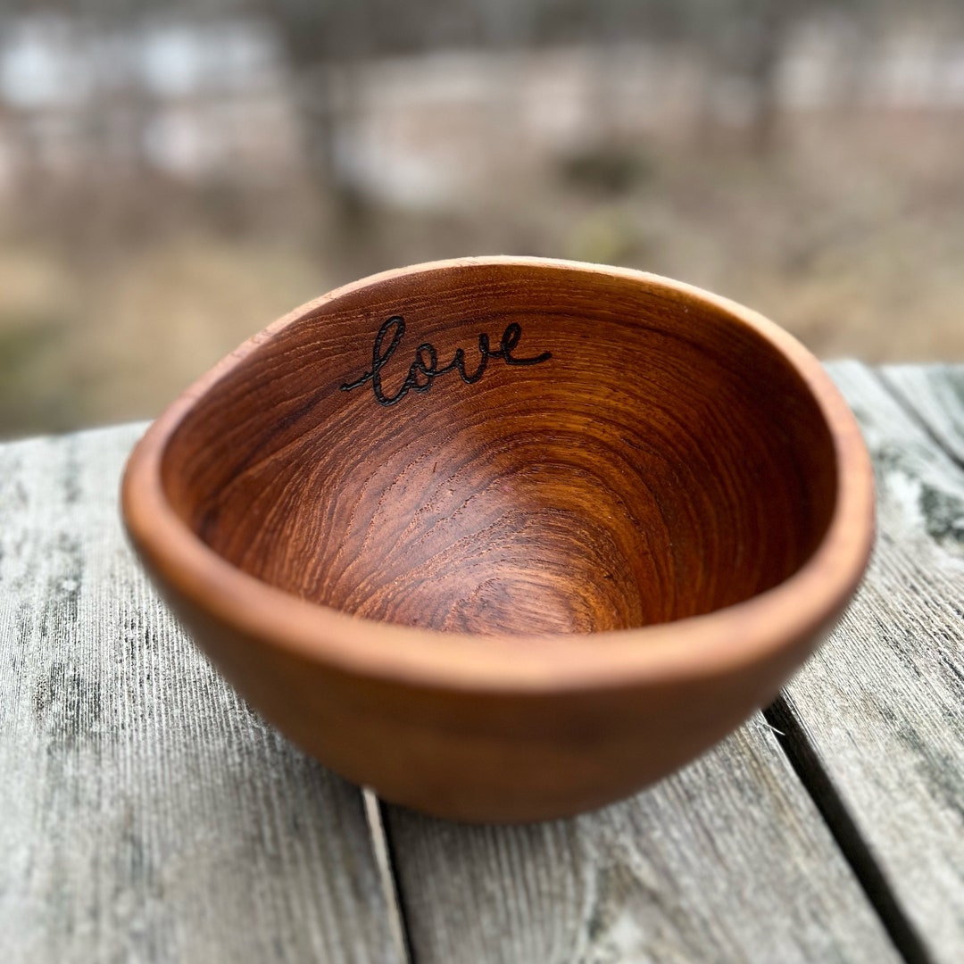 Hand-burned "love" Bowl - Etsy