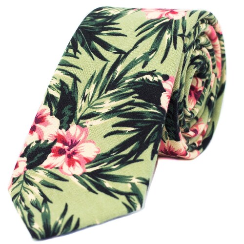 Peach Floral Necktie Tropical Hawaii Beach Wedding Necktie - Etsy