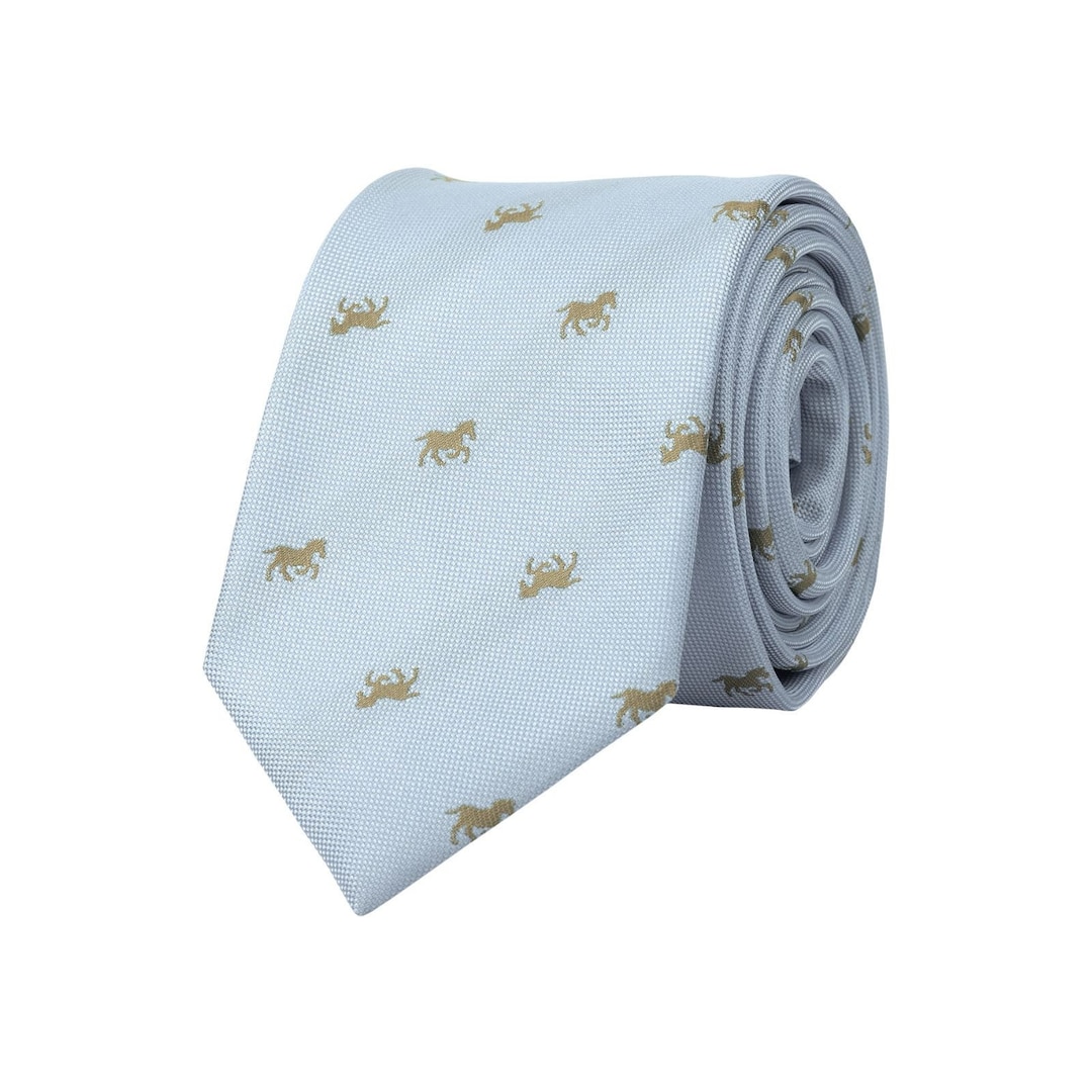 Dusty Blue Horses Tie, Horse Rider Necktie, Horse Racing Ties ...