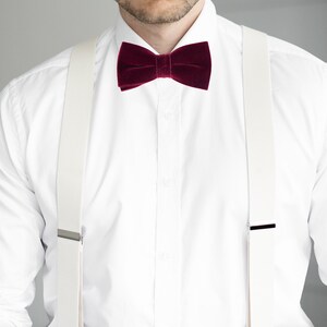 Burgundy Red Velvet Pre-tied Bow Tie for Men, Wedding Bow Ties for ...