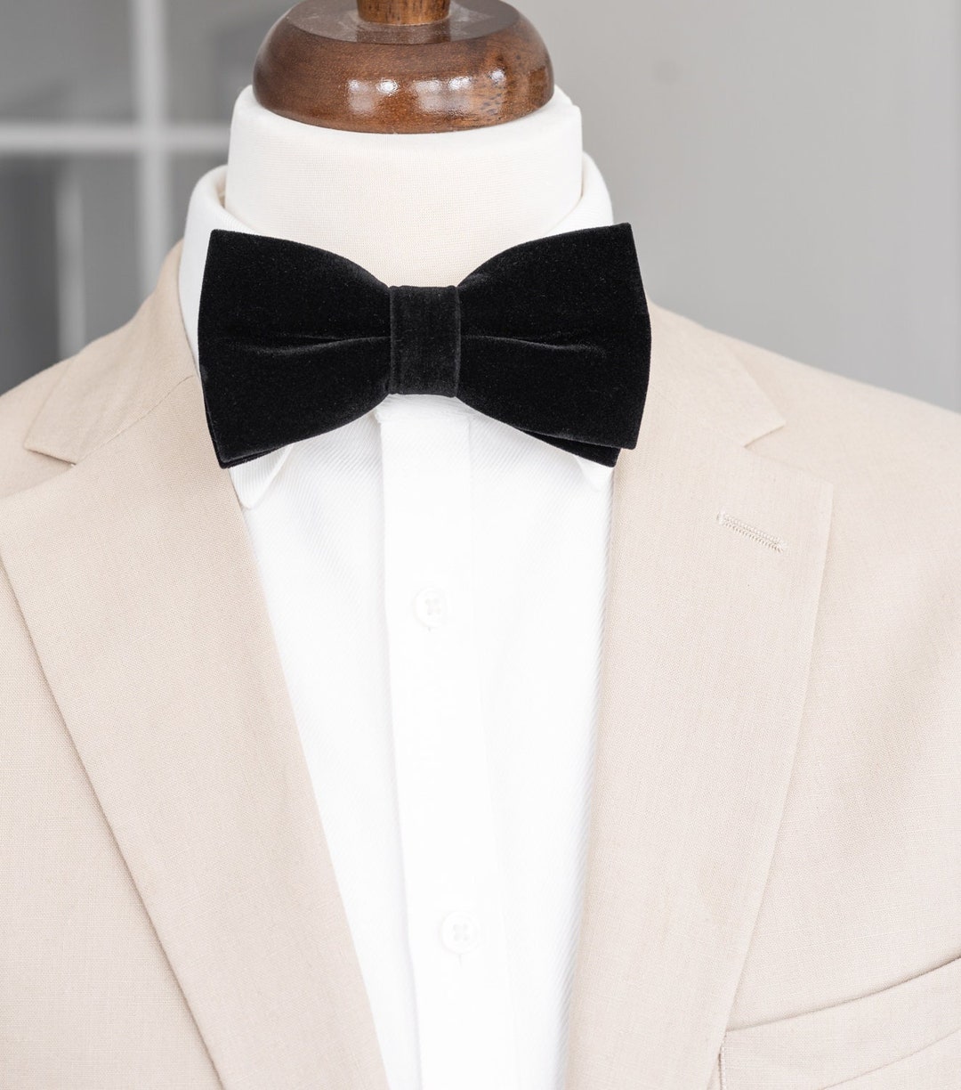 Black Velvet Pre-tied Bow Tie for Men, Wedding Ready to Wear Bow Ties ...