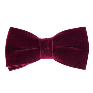 Burgundy Red Velvet Pre-tied Bow Tie for Men, Wedding Bow Ties for ...