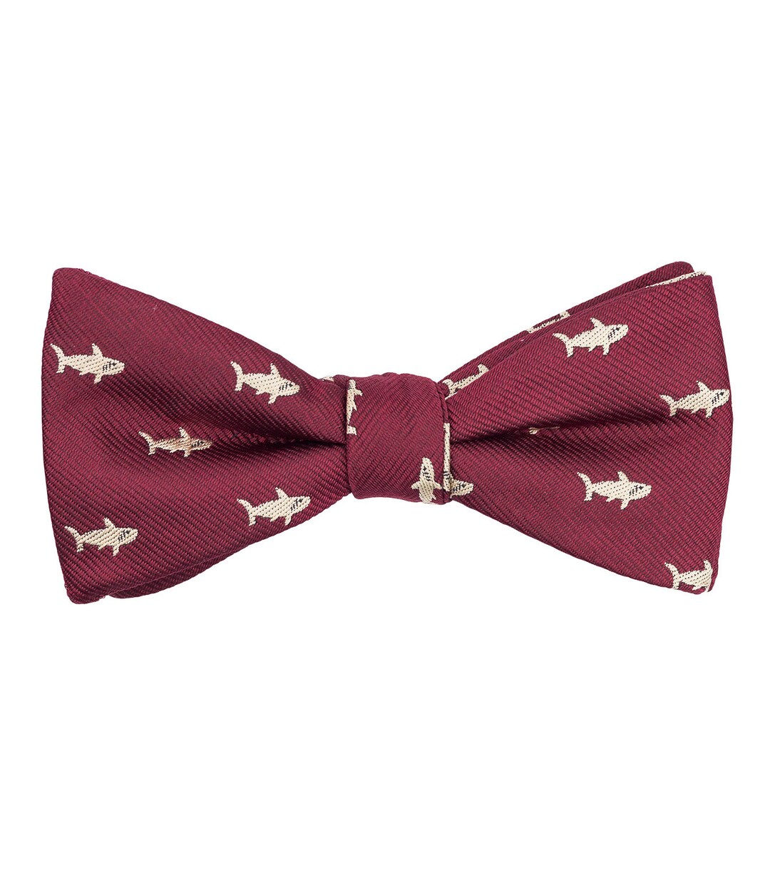Red Shark Self-tie Bow Tie, Fish Untied Bow Ties, Nautical Ocean Sailor ...
