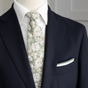 Sage Green Peonies Necktie, Floral Wedding Tie for Groom Groomsmen ...