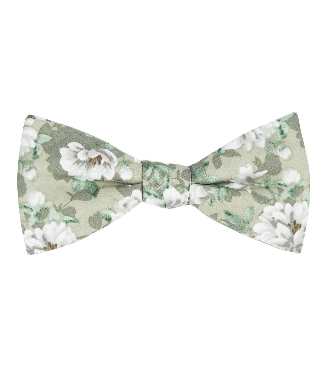 Sage Green Peonies Self-tie Bow Tie for Men, Untied Cotton Bow Tie ...