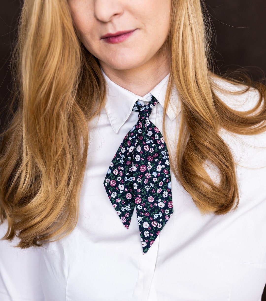 Navy Blue and Purple Women's Bow Tie, Lilac Violet Floral Necktie, Lady ...