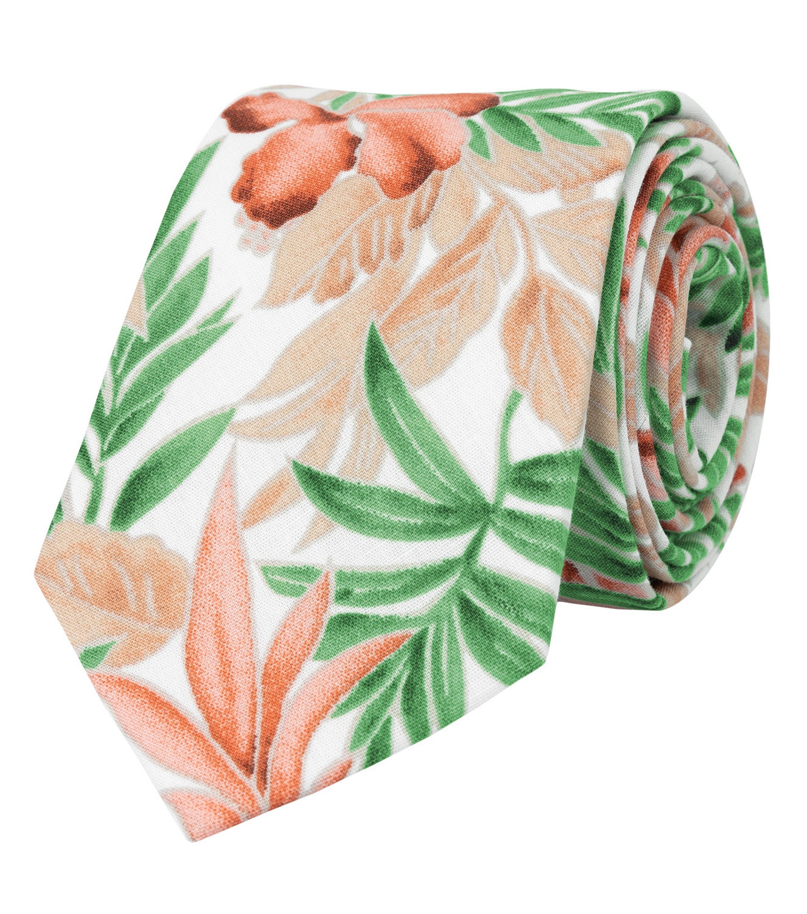 Peach Floral Necktie Tropical Hawaii Beach Wedding Necktie - Etsy