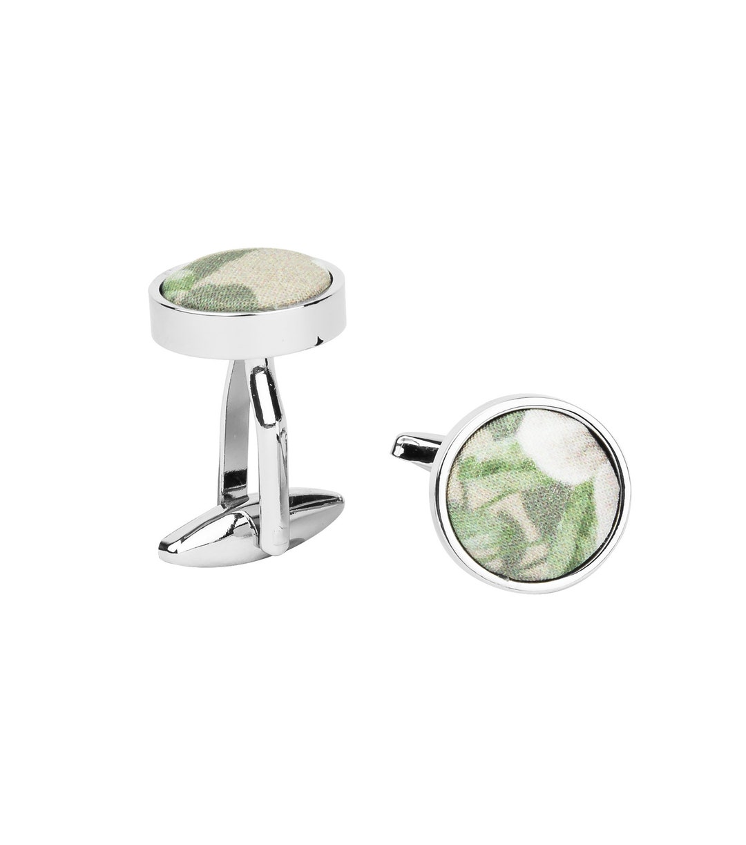 Sage Green Peonies Cufflinks, Gifts for Men, White Peony Wedding ...