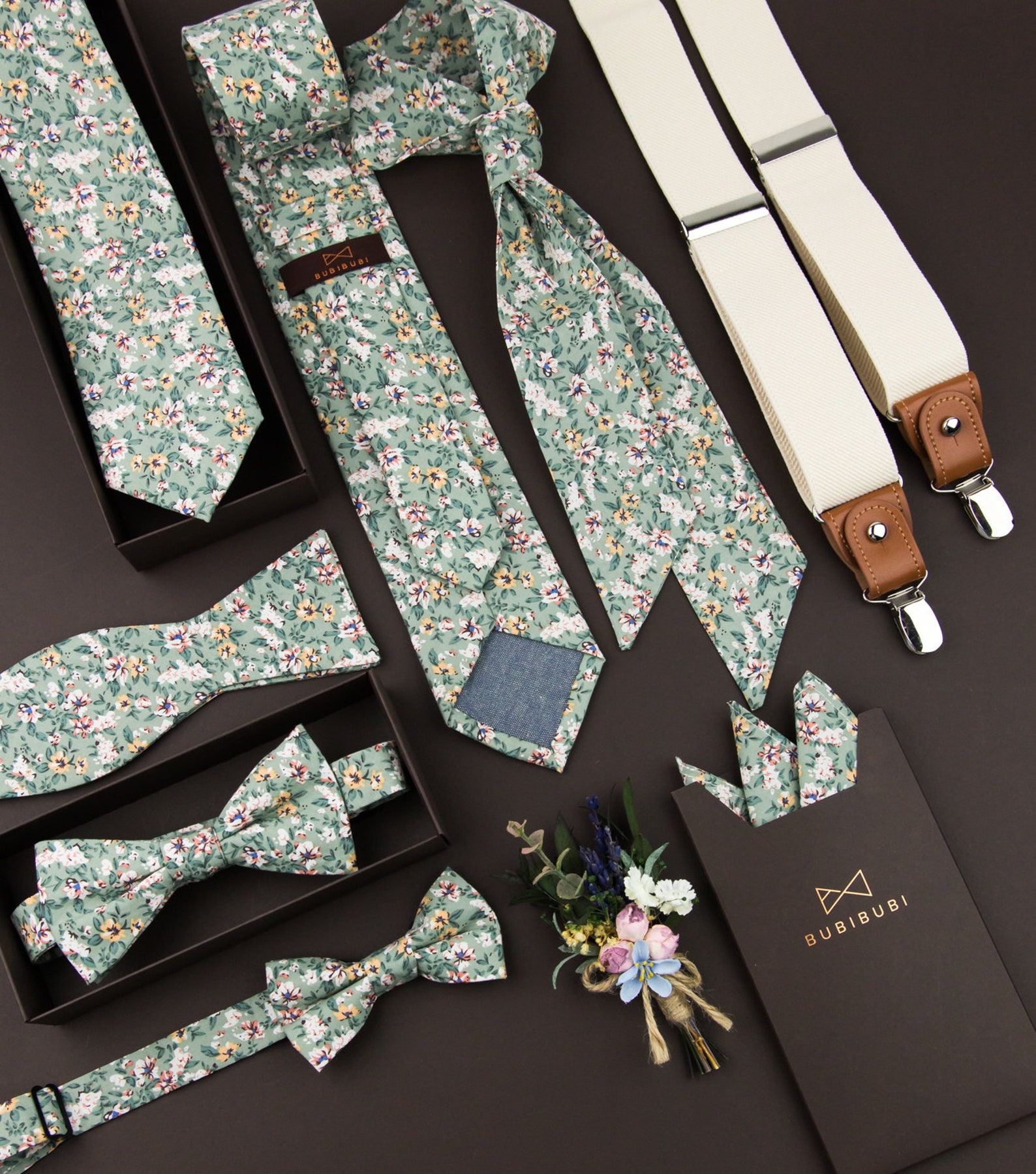 Sage Garden Necktie Green Floral Tie for Men Wedding Necktie - Etsy