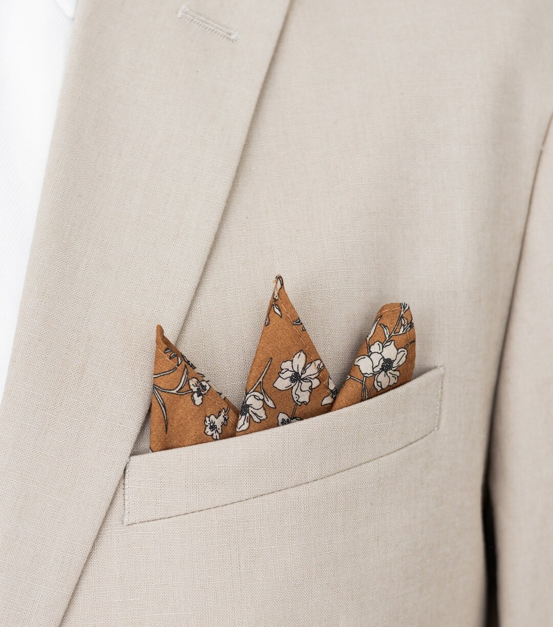 Brown Floral Pocket Square, Autumn Fall Handkerchief, Groom Groomsmen ...